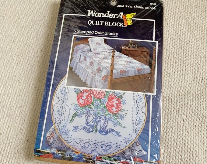 Vintage 1980s 90s Wonderart Quilt Blocks Tulip Bouquet NOS, 6 ...