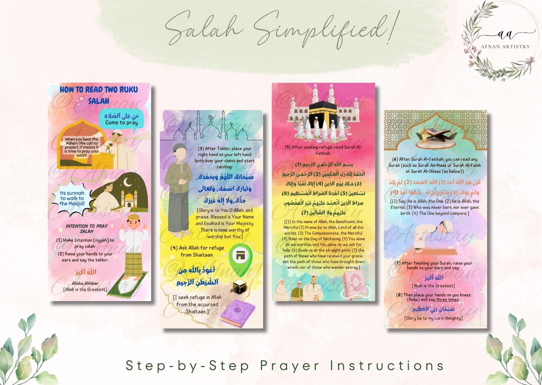 Salah Guide, Step by Step Instructions, Islamic Prayer Guide, Fajr ...