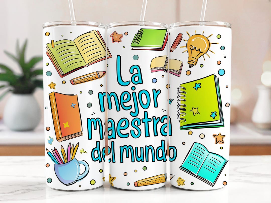 La Mejor Maestra Del Mundo 20oz Skinny Tumbler Seamless Sublimation ...