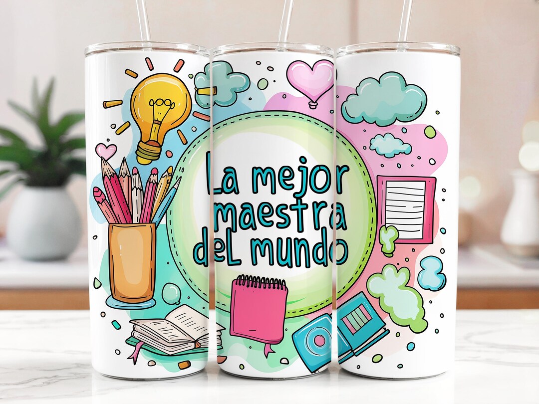 La Mejor Maestra Del Mundo 20oz Skinny Tumbler Seamless Sublimation ...