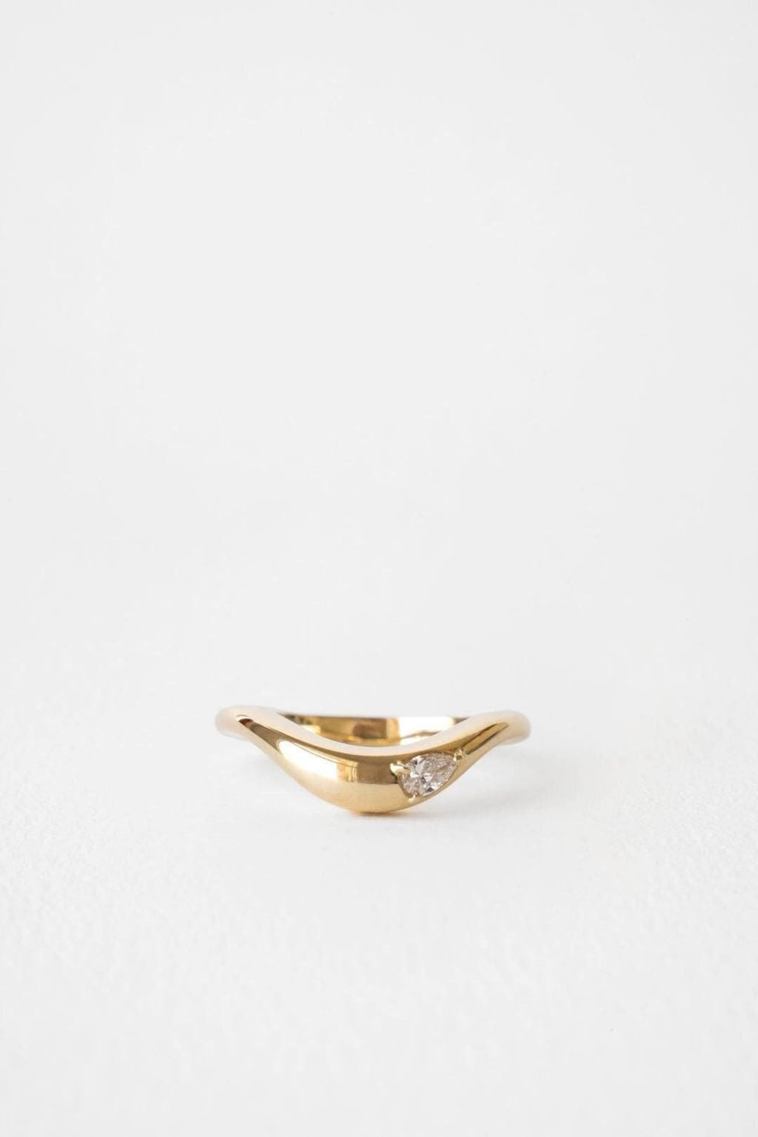 Pear Diamond Flush Set, Chunky Gold Curve Statement Wedding Ring, 14K ...