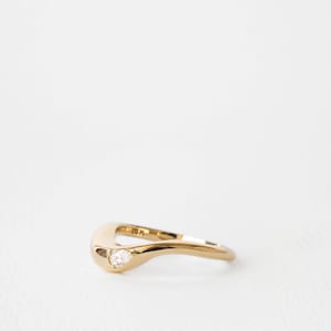 Pear Diamond Flush Set, Chunky Gold Curve Statement Wedding Ring, 14K ...