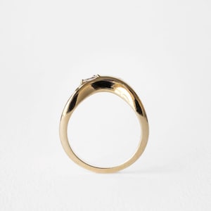 Pear Diamond Flush Set, Chunky Gold Curve Statement Wedding Ring, 14K ...