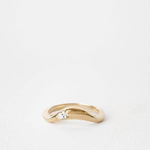 Pear Diamond Flush Set, Chunky Gold Curve Statement Wedding Ring, 14K ...