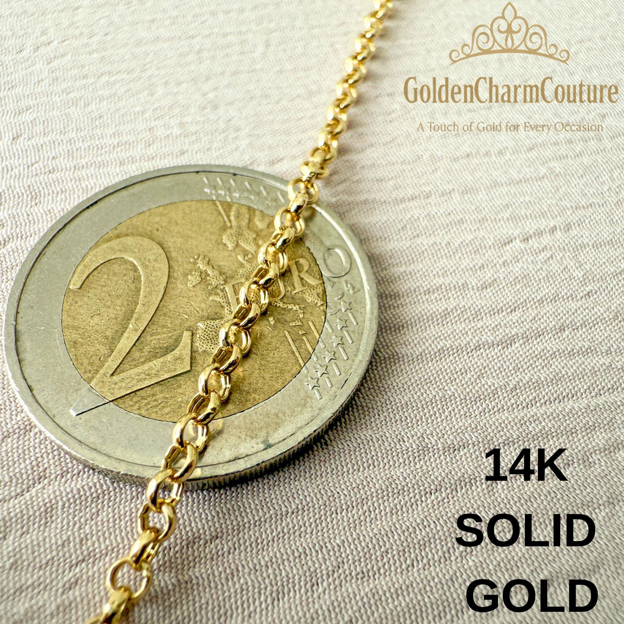 Rolo Solid Gold Chain, Name Necklace Chain, Handmade Gold Necklace, 2 ...