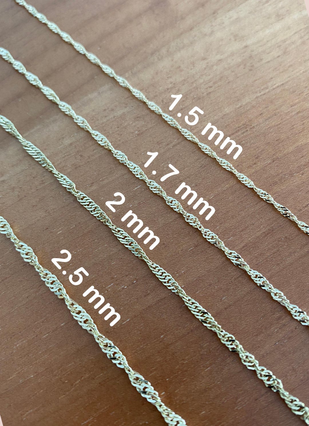 Singapore Gold Chain, 14K Singapore Necklace, Twisted Chain for Men ...