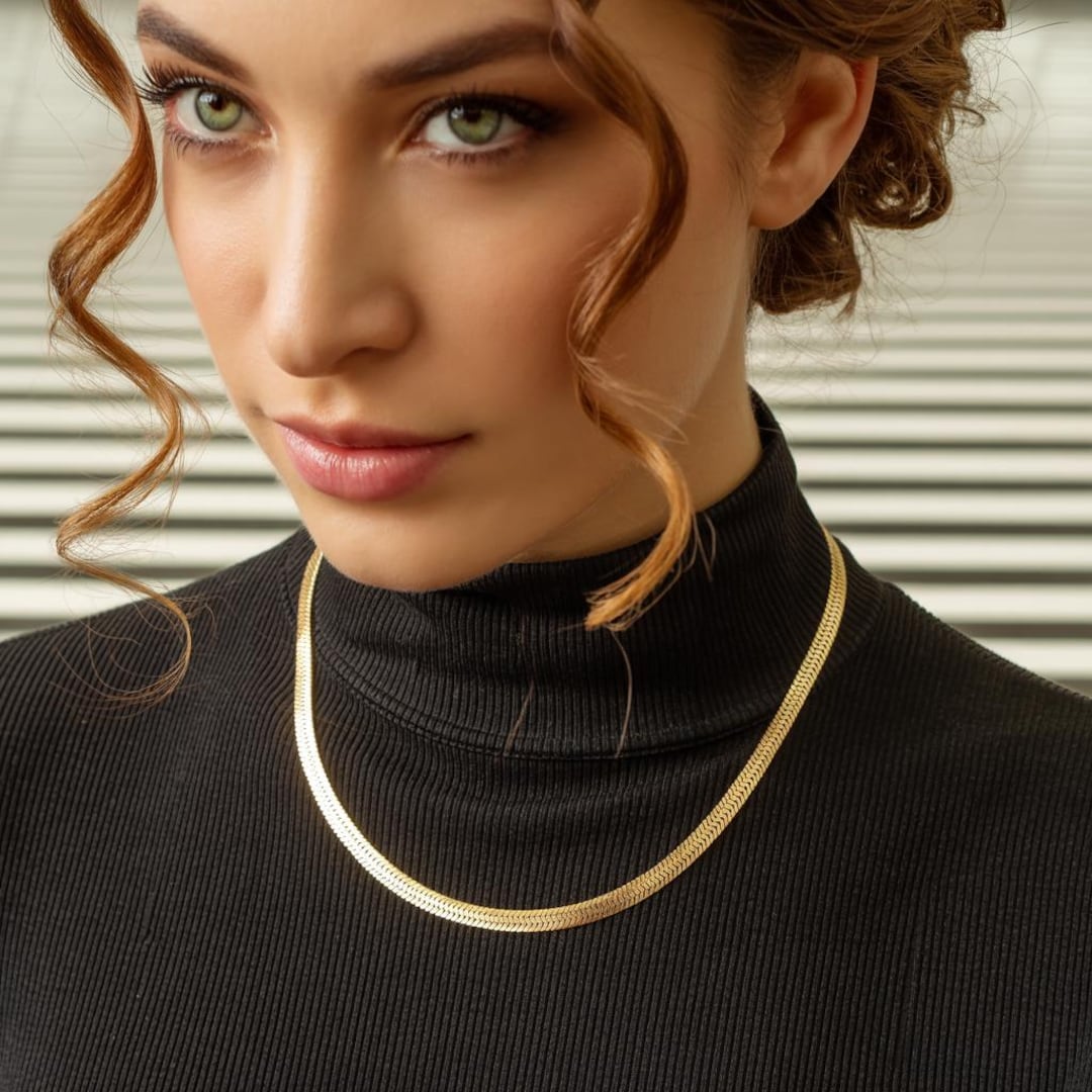 Snake Gold Chain, 14K Gold Chain, Valetines Day Gift, Handmade Gold Chain, Neckalce for Woman ...