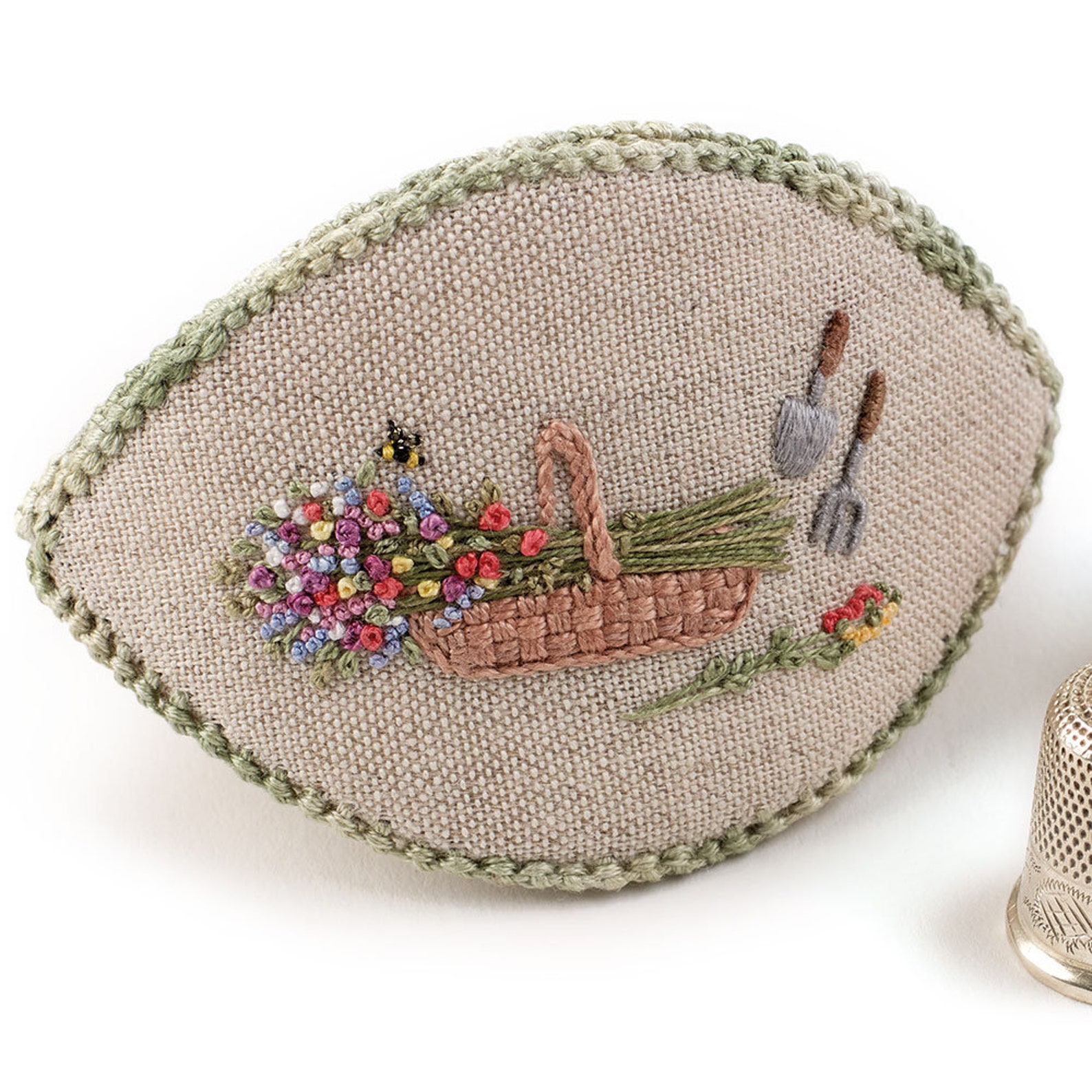 Embroidered Country Gardens Thimble Pip/holder Pattern & | Etsy
