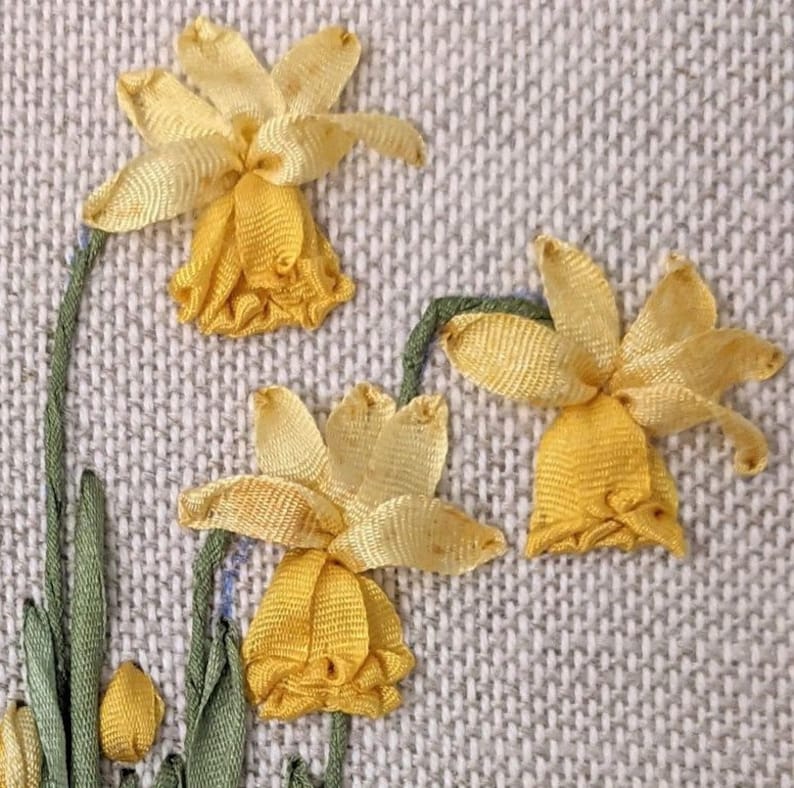 Etsy's Pick! Daffodil Delight - Silk Ribbon Embroidery Kit - Etsy