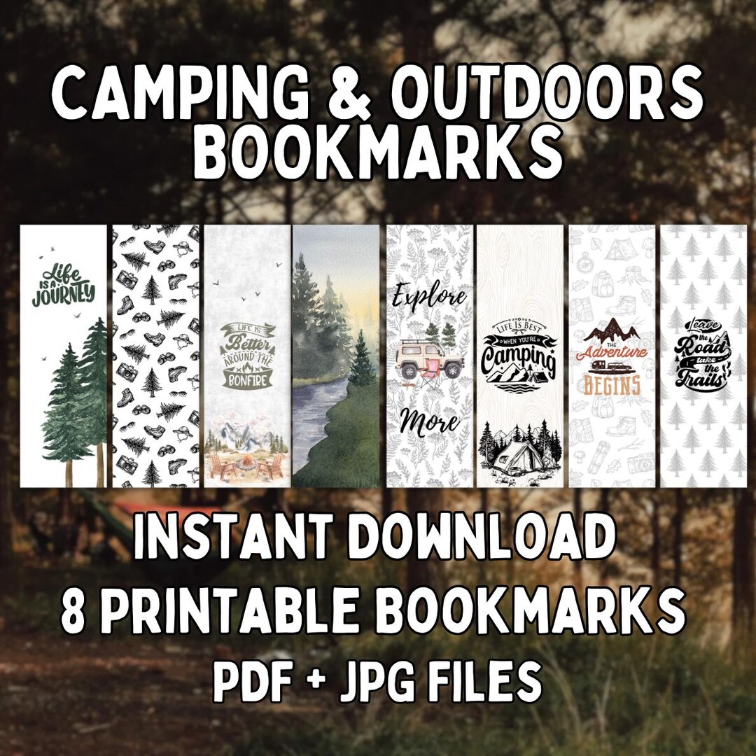 Camping & Outdoors Bookmarks for All Ages-instant Download-book Lover ...