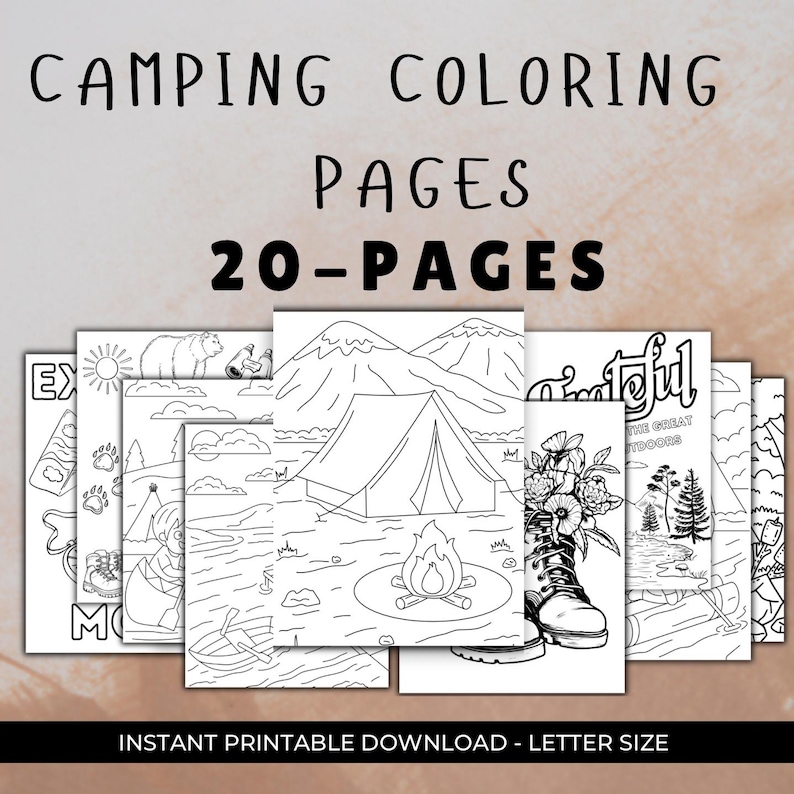 Camping Nature Printable Coloring Sheets, Camping Outdoor Coloring ...