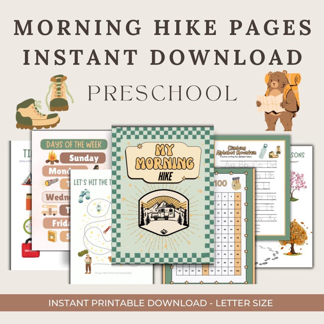 Morning Hike Daily Sheets-preschool Morning Menu Outdoors-homeschool ...