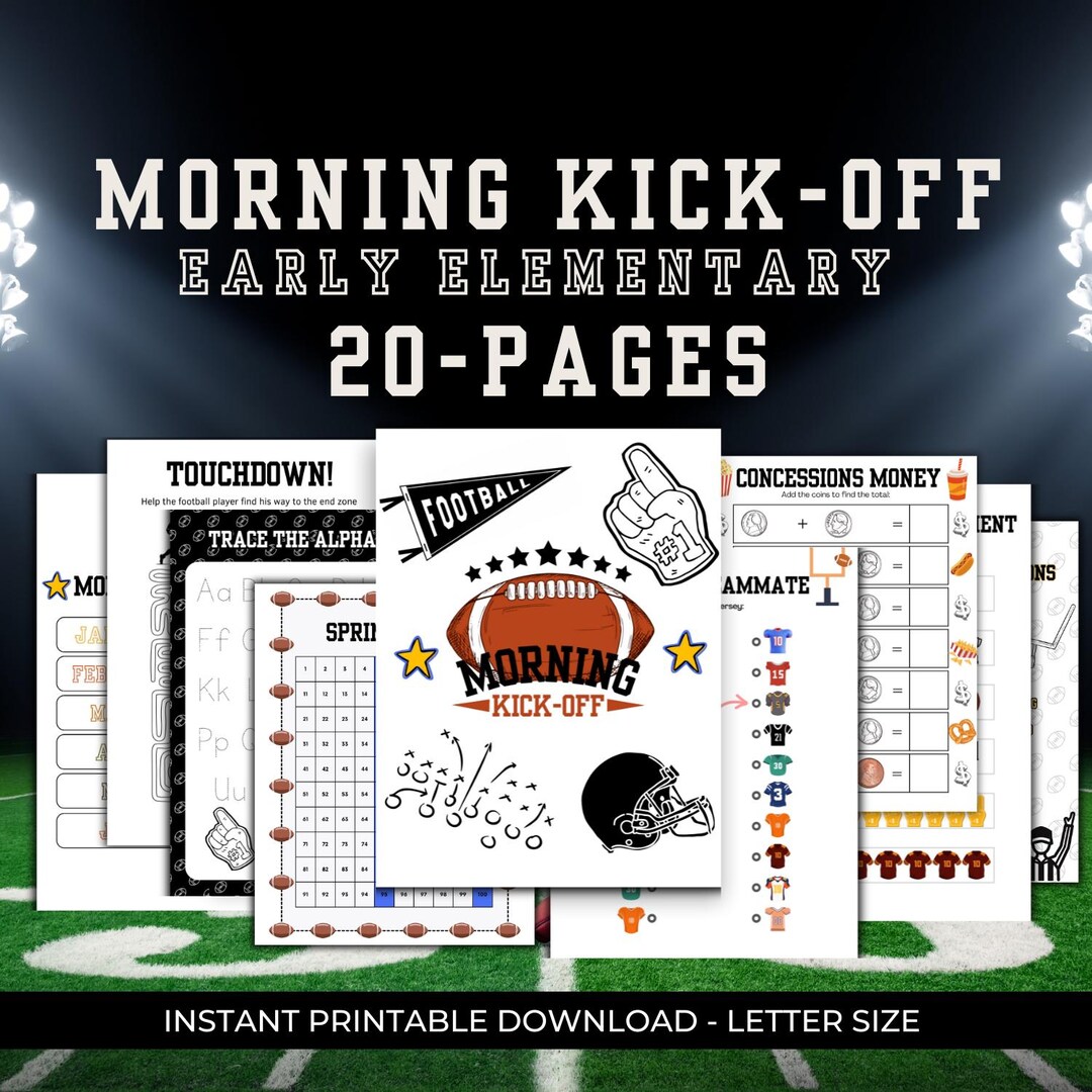Morning Kick-off 20 Daily Sheets-early ELEMENTARY Morning Menu Football ...