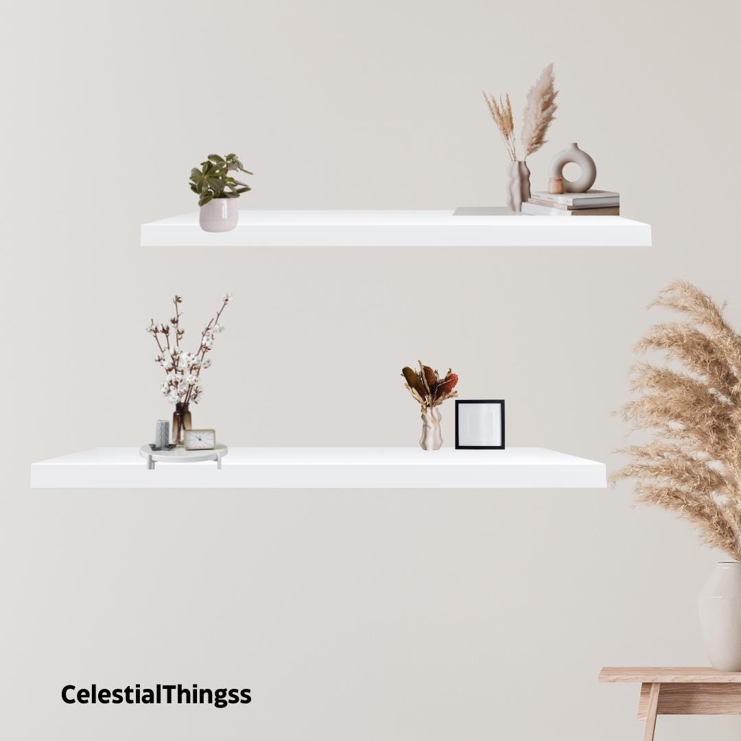 Modern White Floating Shelf, Deep Floating Shelf, Wood Floating Shelf ...