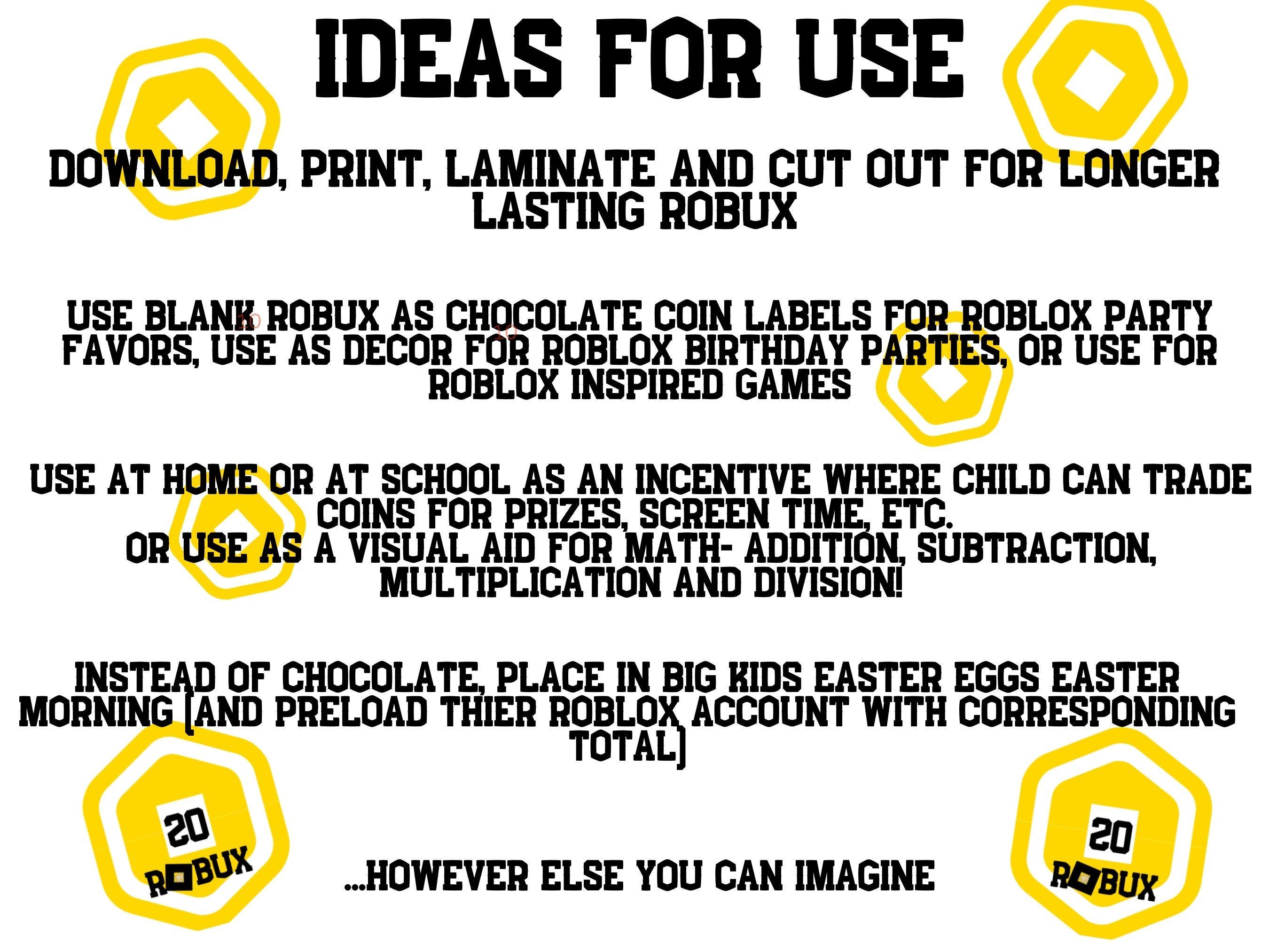 Roblox Printable Robux Chocolate Coin Labels, Roblox Party Decor, Robux ...