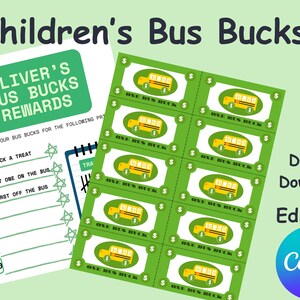 Bus Bucks Printable Reward System for Bus Drivers, Printable Bus Reward ...