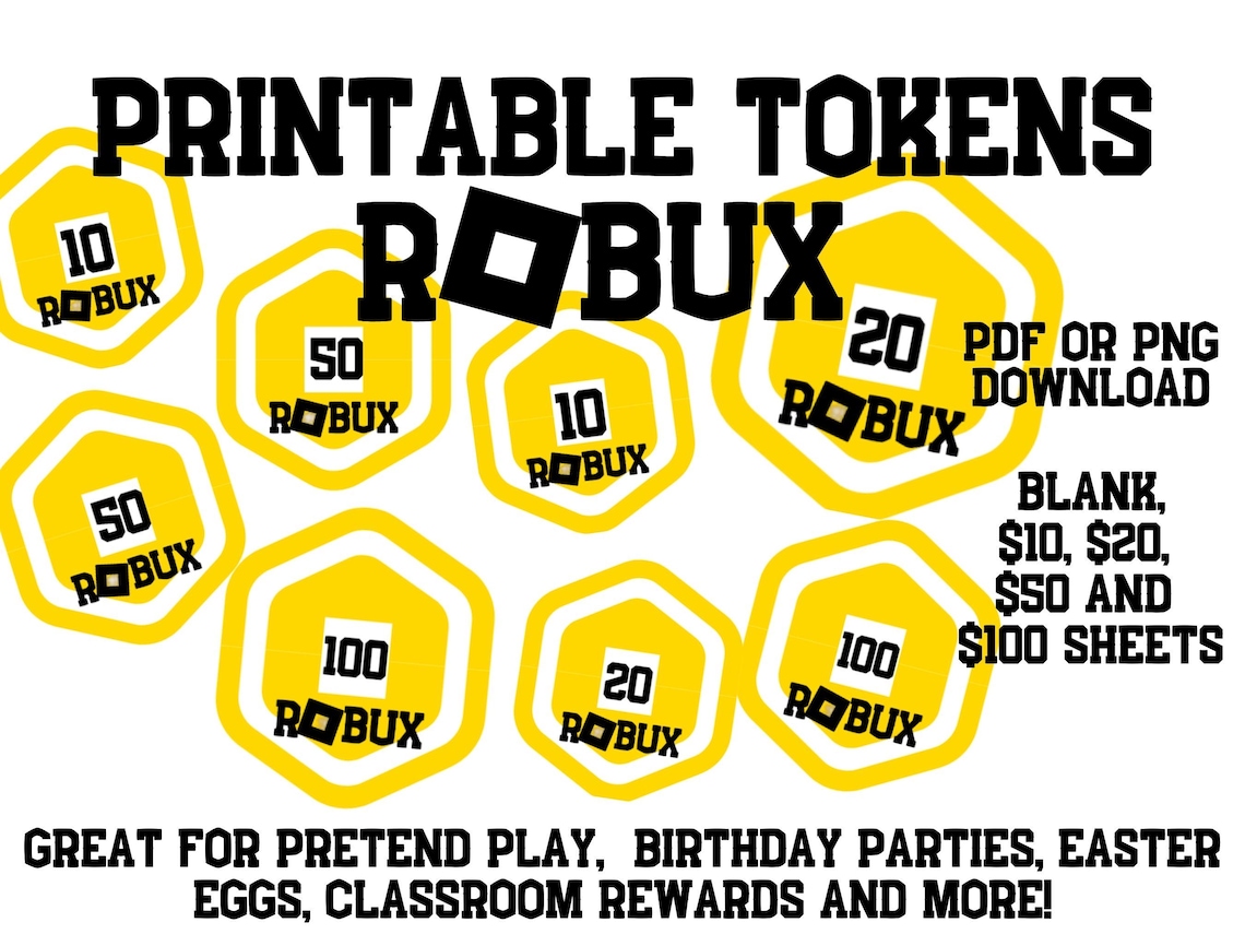 Roblox Printable Robux Coins, Pretend Play, Easter Egg Filler, Robux ...