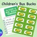 Bus Bucks Printable Reward System for Bus Drivers, Printable Bus Reward ...
