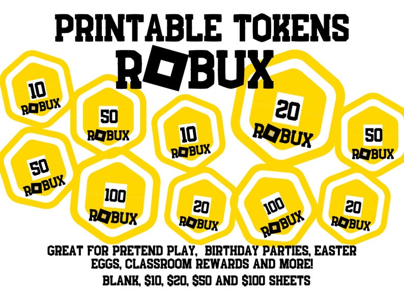 Roblox Printable Robux Coins, Pretend Play, Easter Egg Filler, Robux ...