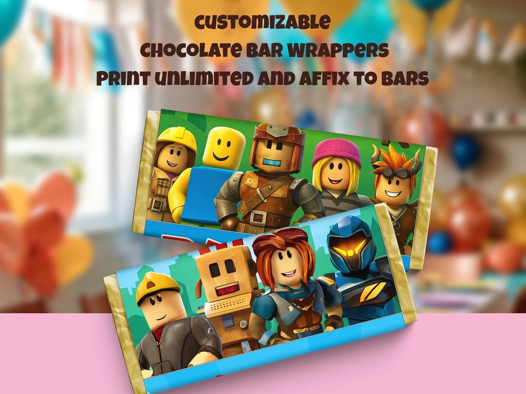 Printable Roblox Theme Chocolate Bar Wrapper, Block Game Party Favor ...