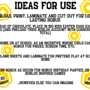 Roblox Printable Robux Coins, Pretend Play, Easter Egg Filler, Robux ...