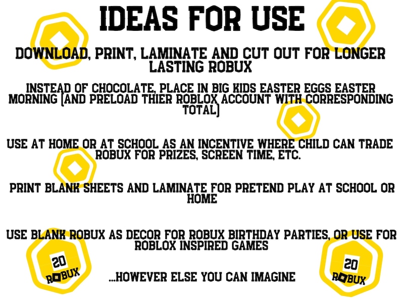 Roblox Printable Robux Coins, Pretend Play, Easter Egg Filler, Robux ...