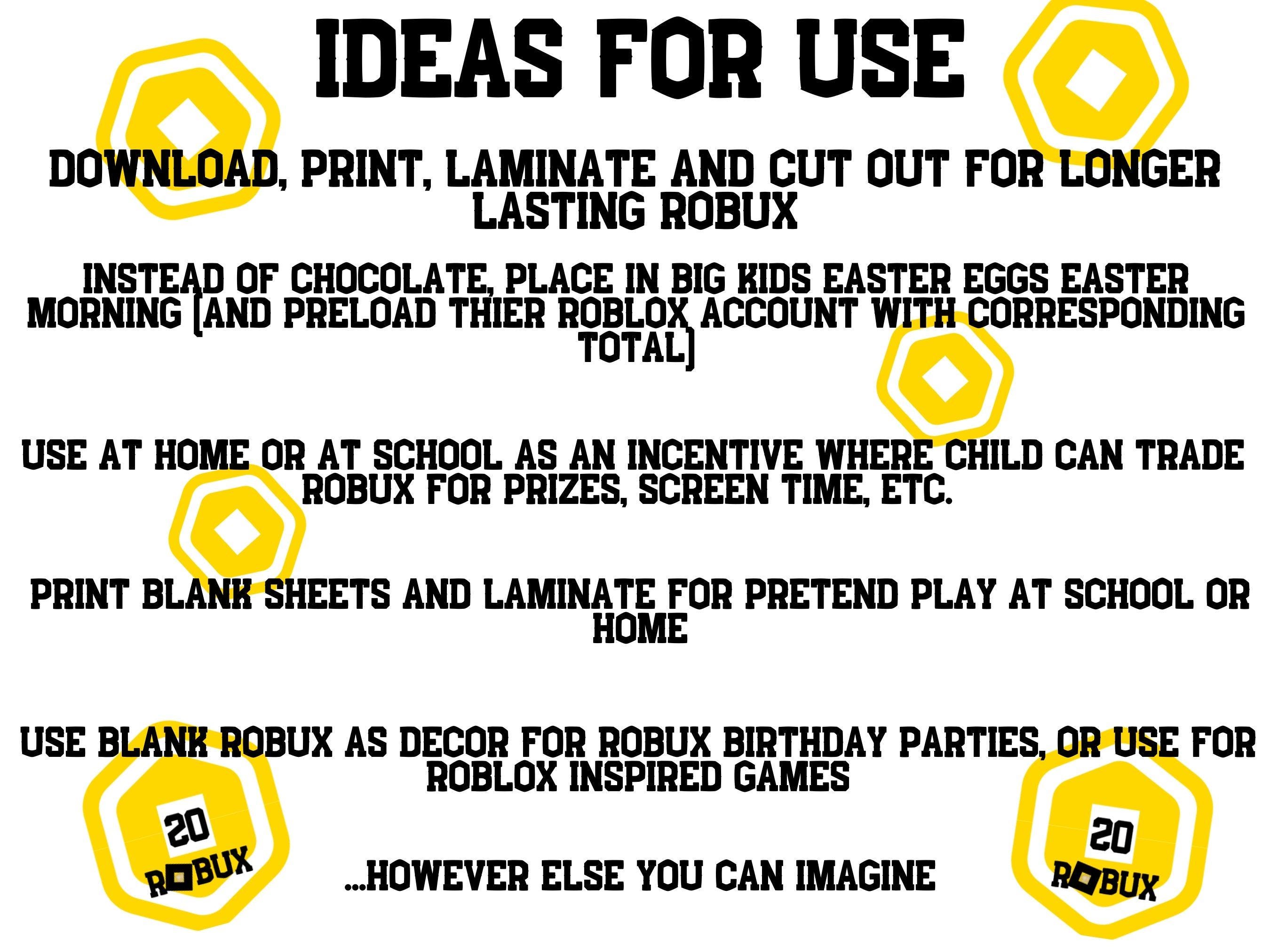Roblox Printable Robux Coins, Pretend Play, Easter Egg Filler, Robux ...