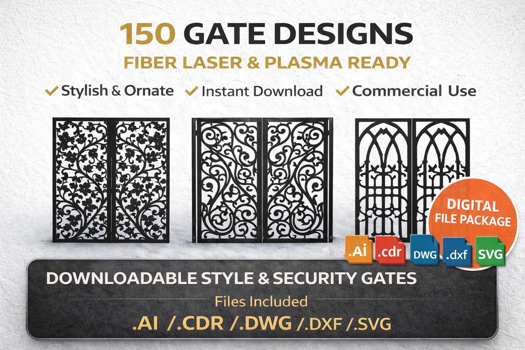 150 Gate Designs – Fiber Laser, Plasma, CNC Cut Files (digital Download ...