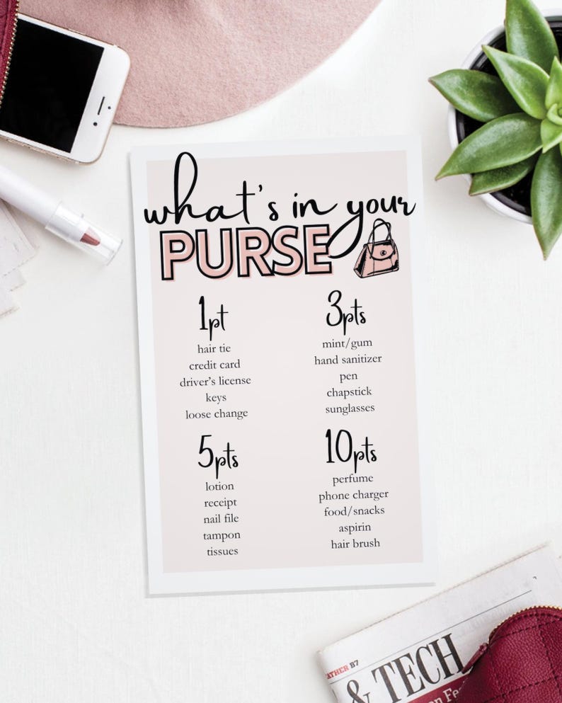 What's in Your Purse Printable Game - Etsy
