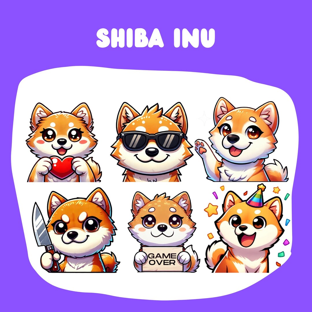 Cute Shiba Inu Twitch Emotes Set – Kawaii Dog Stream Stickers – Funny ...