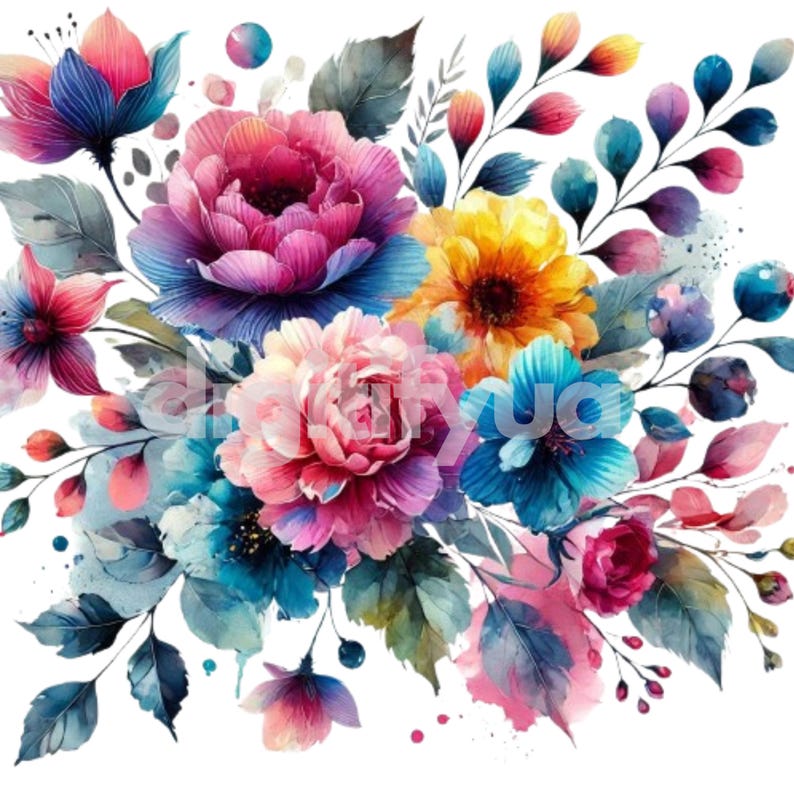 Watercolor Flower Clipart Set | 7 Hand-painted Floral Designs | PNG ...