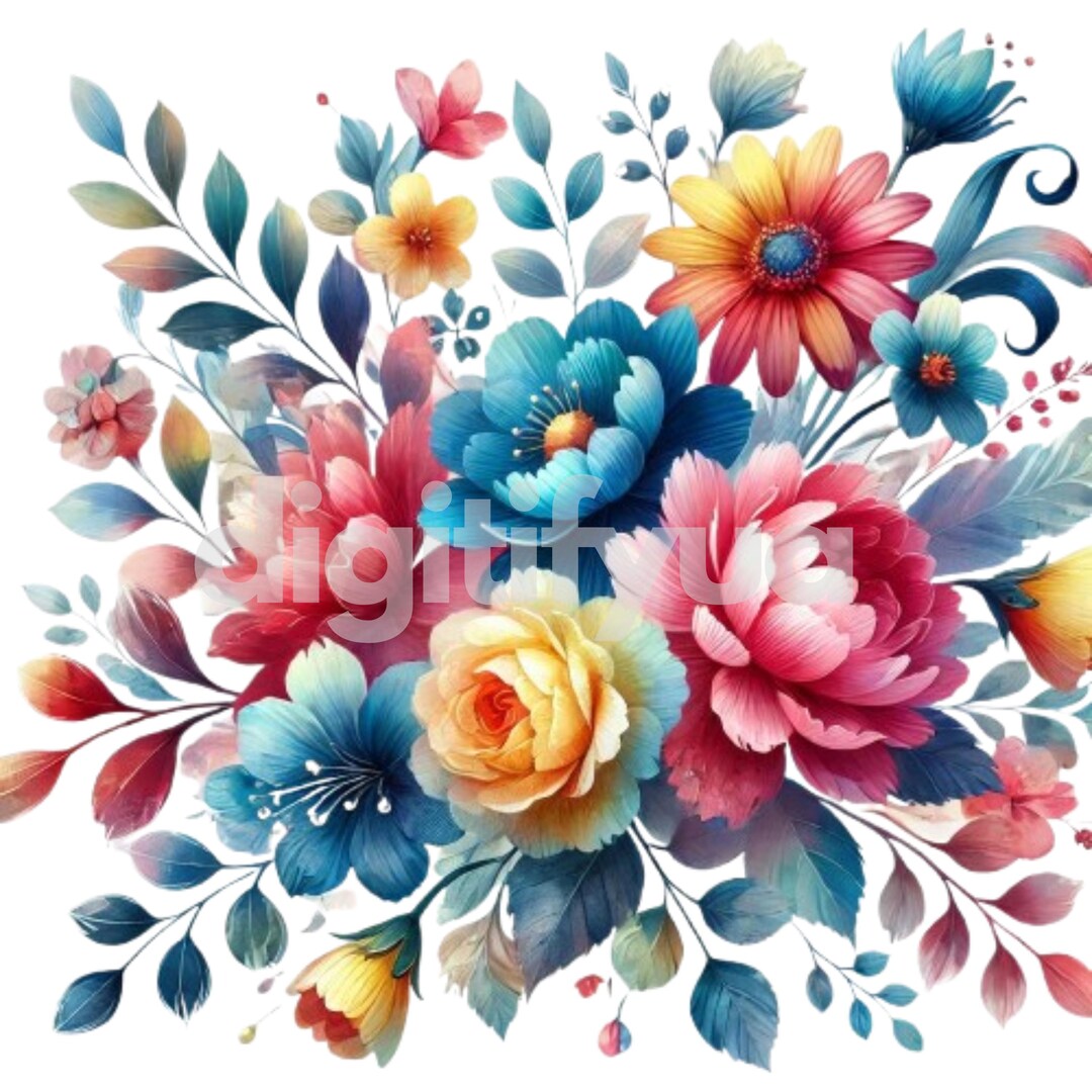 Watercolor Flower Clipart Set | 7 Hand-painted Floral Designs | PNG ...