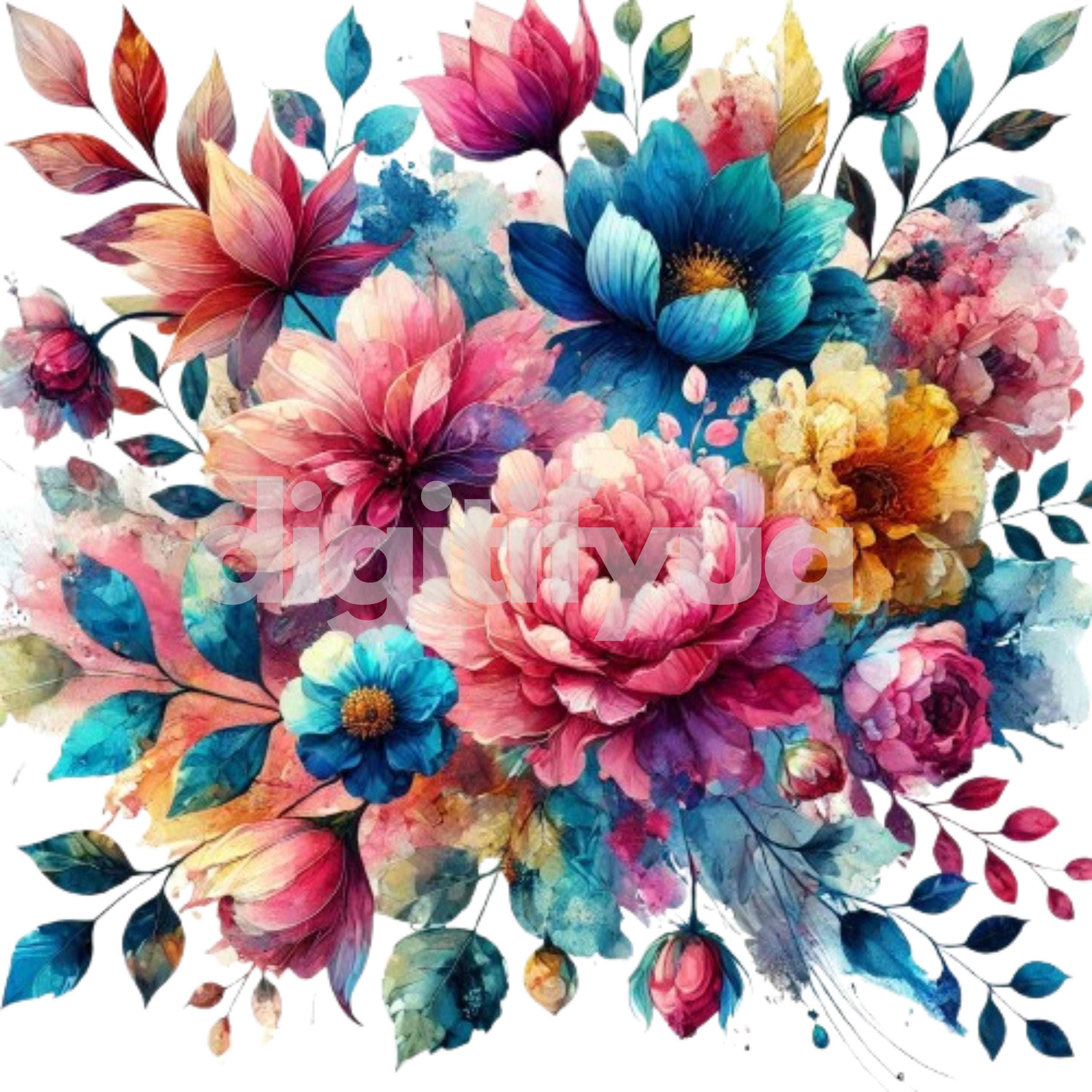 Watercolor Flower Clipart Set | 7 Hand-painted Floral Designs | PNG ...
