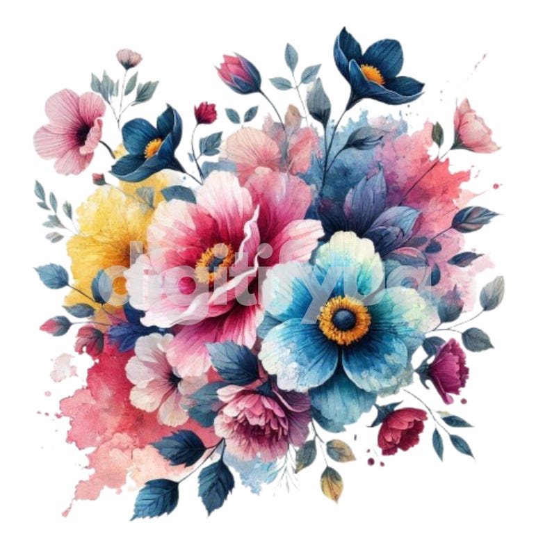 Watercolor Flower Clipart Set | 7 Hand-painted Floral Designs | PNG ...