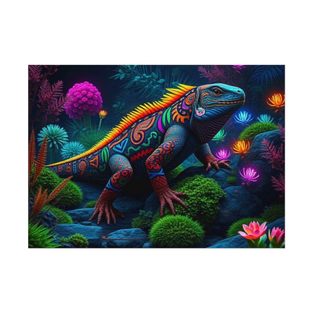 Iguana Art Print Colorful Rolled Poster for Home Décor, Unique Wall Art ...