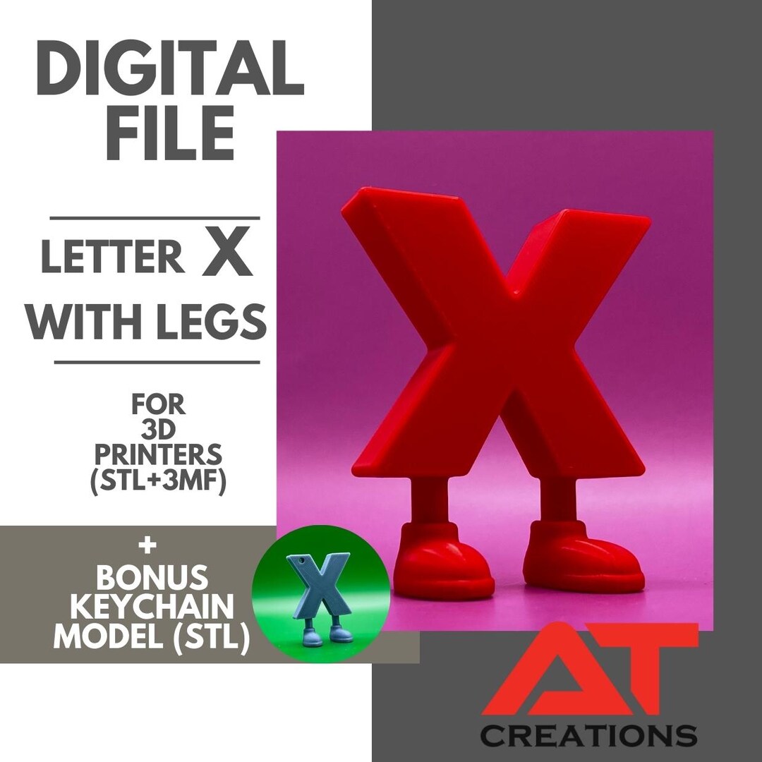 Letter X With Legs - 3D Printable Alphabet Character - STL/3MF Digital ...