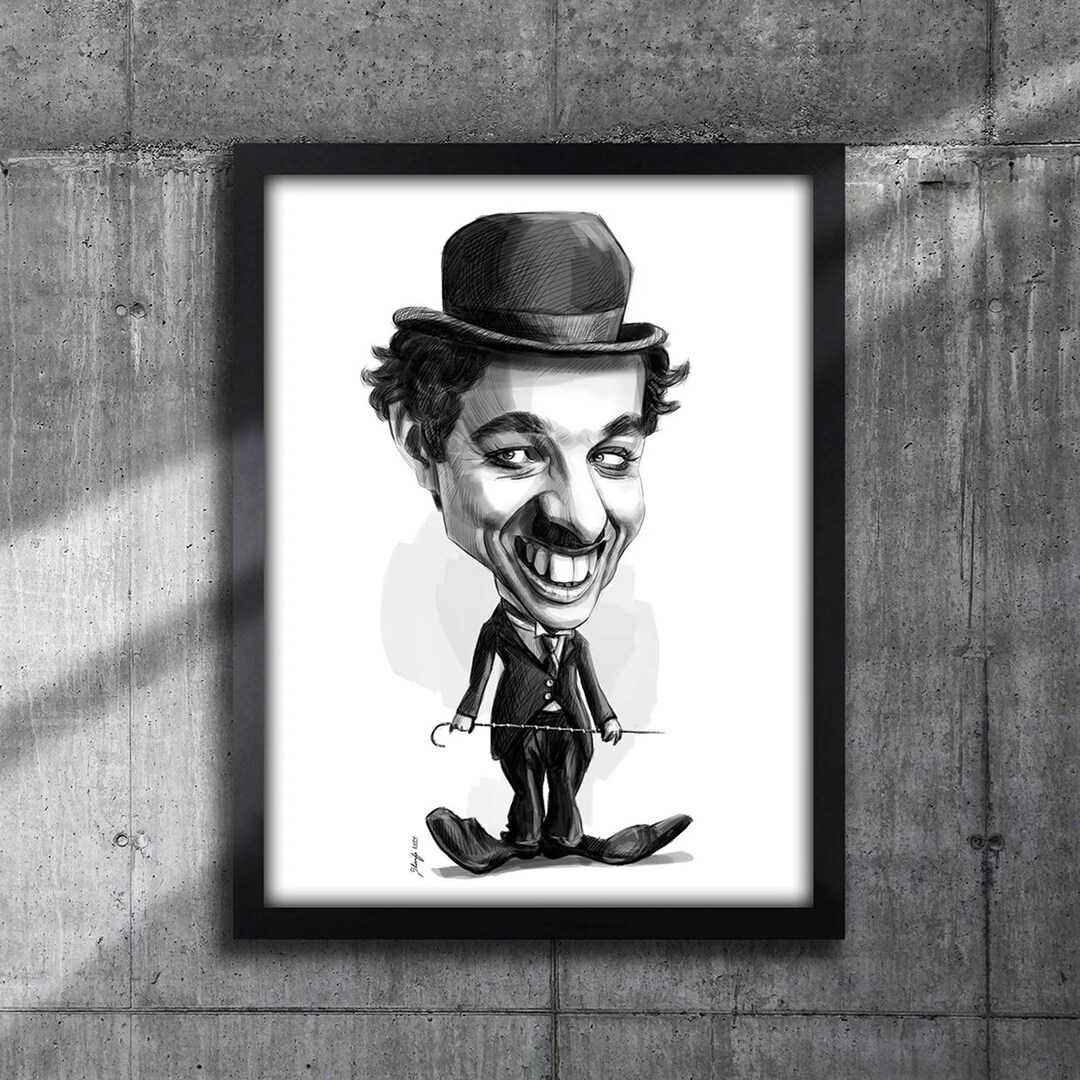 Framed Portrait Sketch of Charlie Chaplin - Etsy