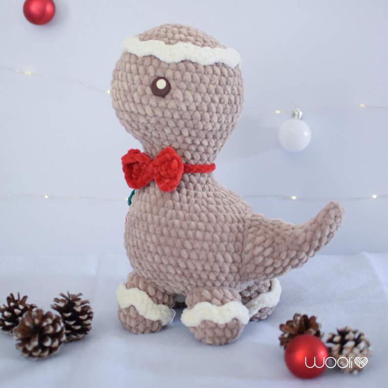 Gingerbread Dino (PDF Amigurumi Crochet Pattern) English and Spanish ...