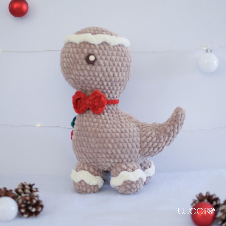 Gingerbread Dino (PDF Amigurumi Crochet Pattern) English and Spanish ...