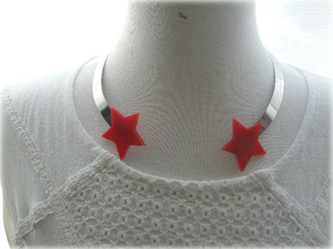 Silver Backwards Collar With Red Stars - Etsy