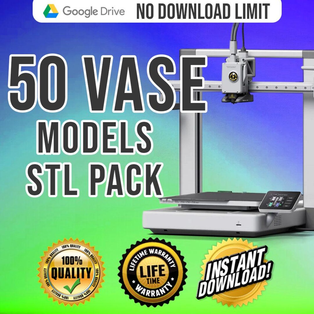50 Vase STL File Bundle, Ultimate Vases STL Pack, 50 Digital Vase STL Files, Mega Vase Stl File ...