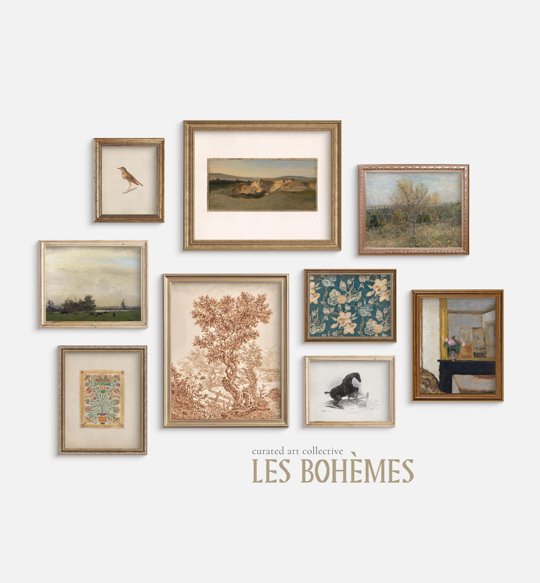 Vintage Gallery Wall Art Set 9 Prints | Curated Nature Collection ...