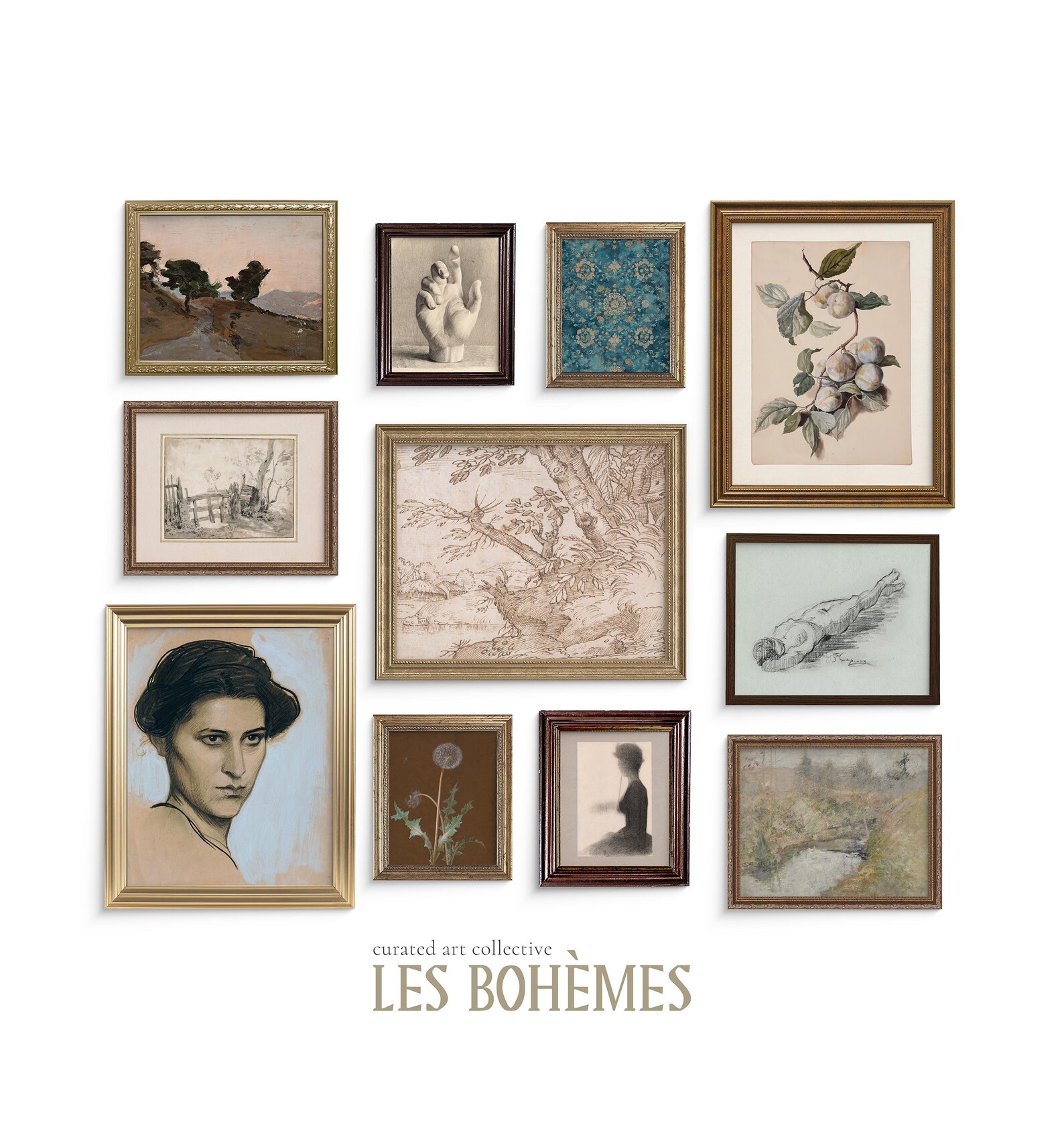 Vintage Gallery Wall Art Set 11 Prints | Curated Artist Studio ...