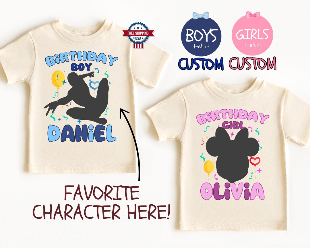 Custom Favorite Character Birthday T-shirt, Personalized Birthday Party ...