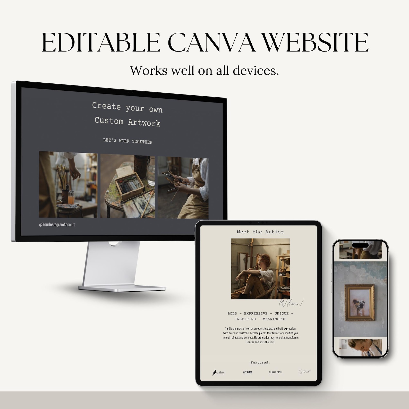 Artist Canva Website Template | Artist Painter Website Template, Artist ...