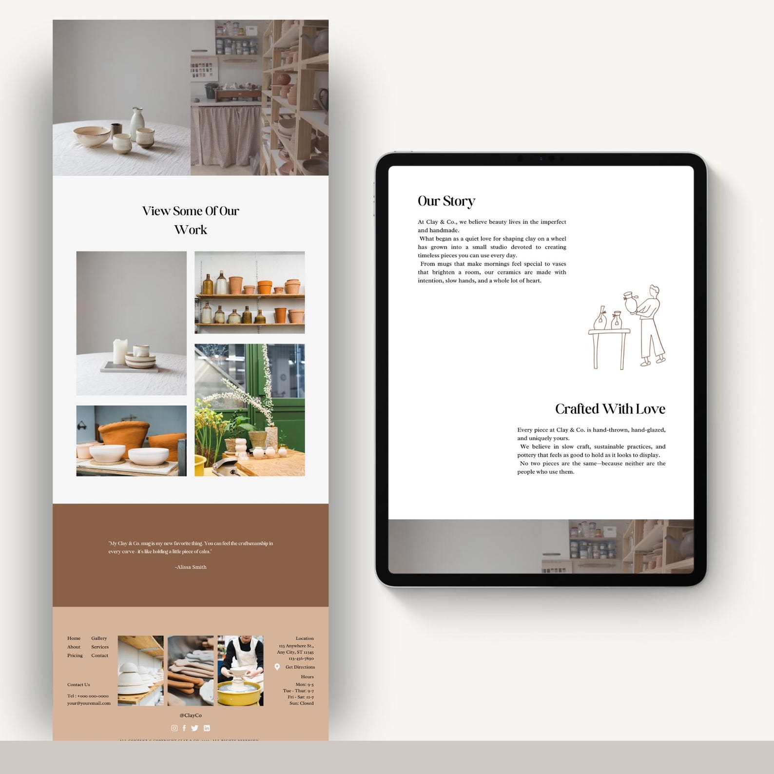 Pottery Website Template, Pottery Shop Canva Website | Canva Website ...