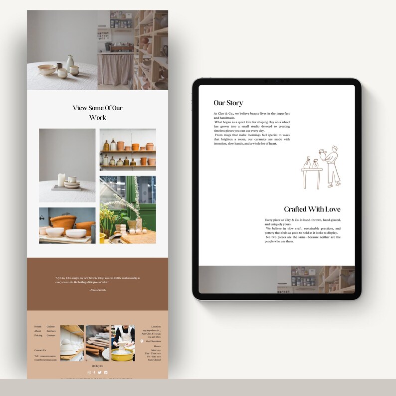 Pottery Website Template, Pottery Shop Canva Website | Canva Website ...
