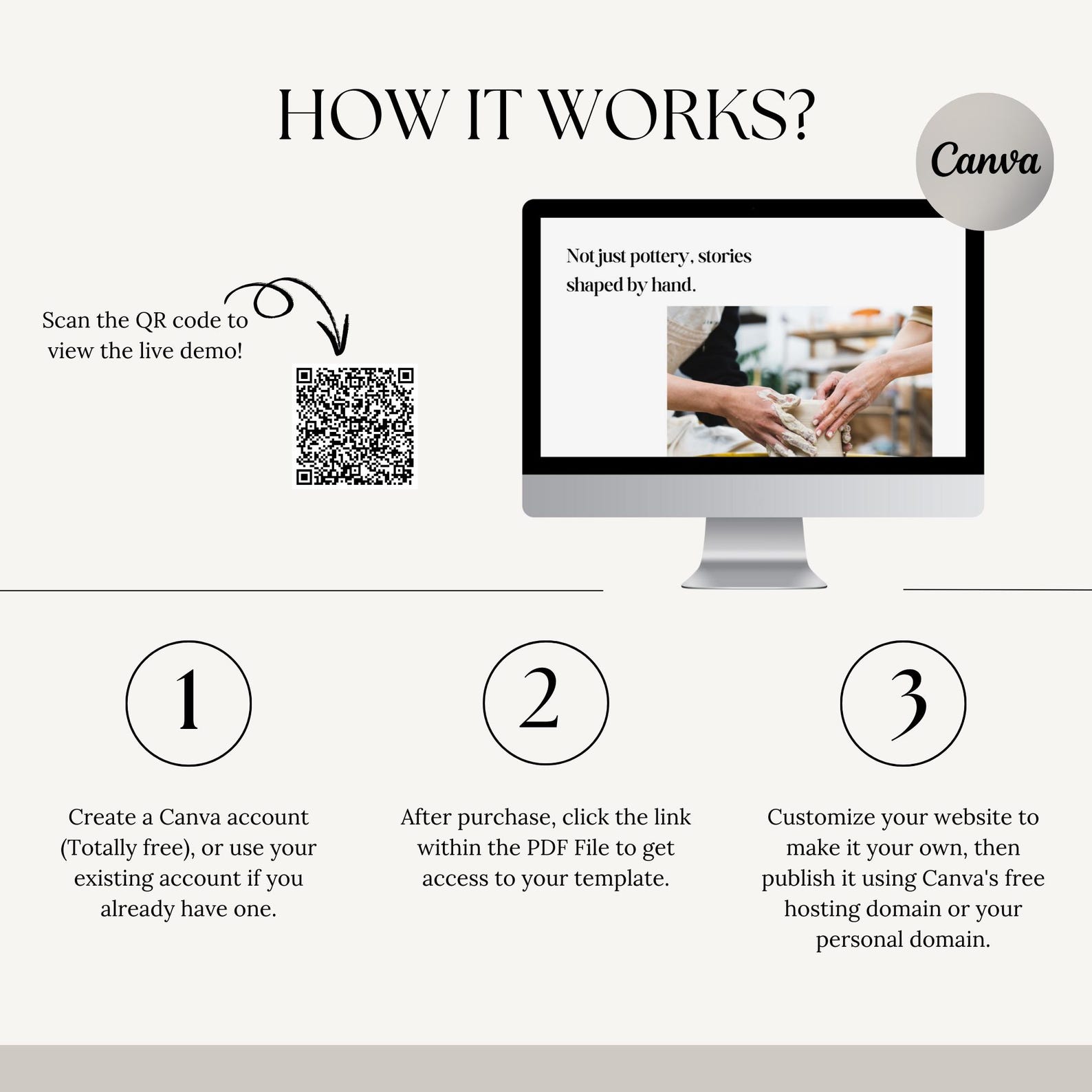 Pottery Shop Website Template, Editable Canva One-page Design (instant ...