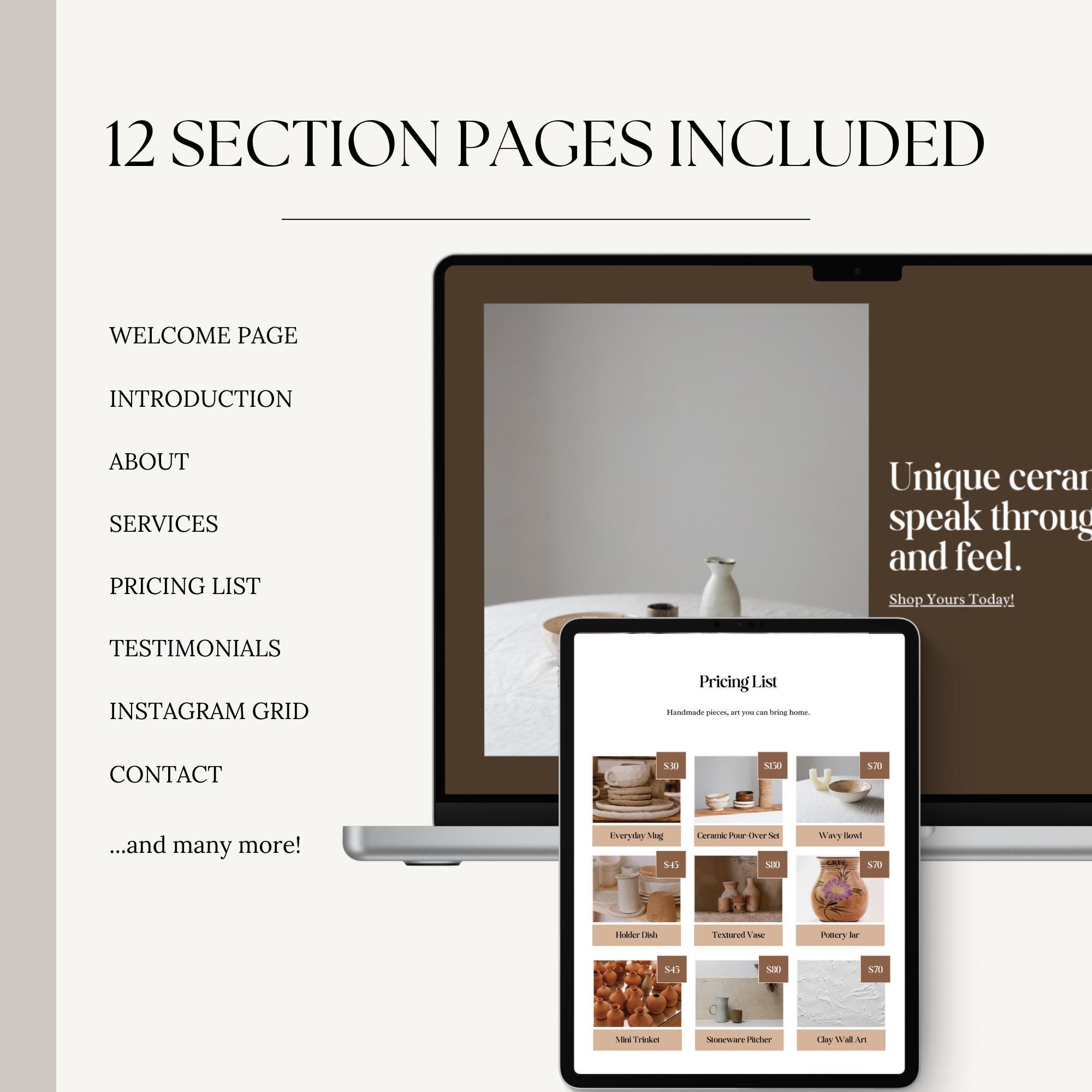 Pottery Website Template, Pottery Shop Canva Website | Canva Website ...