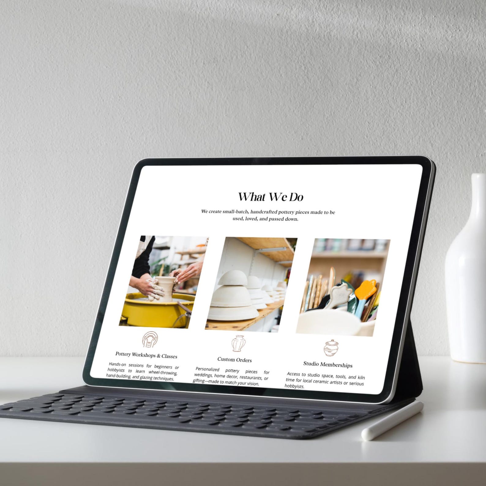 Pottery Website Template, Pottery Shop Canva Website | Canva Website ...